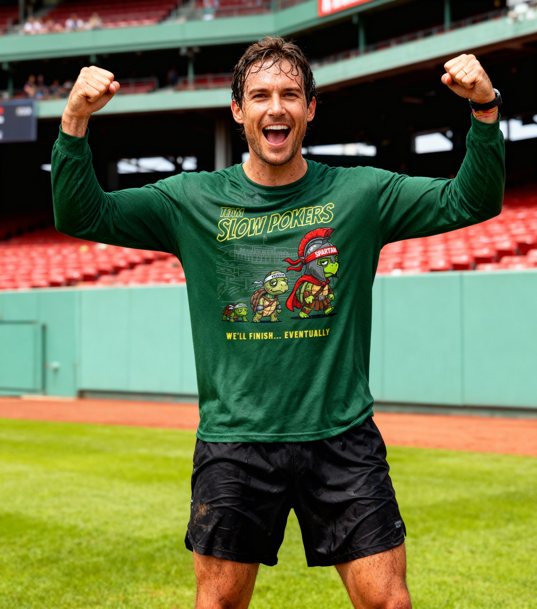 Spartan Slow Pokers Turtle Long Sleeve Tee | Front & Back Print ...